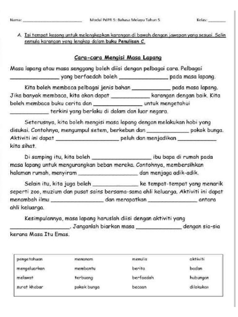 Karangan Mengisi Masa Lapang | PDF