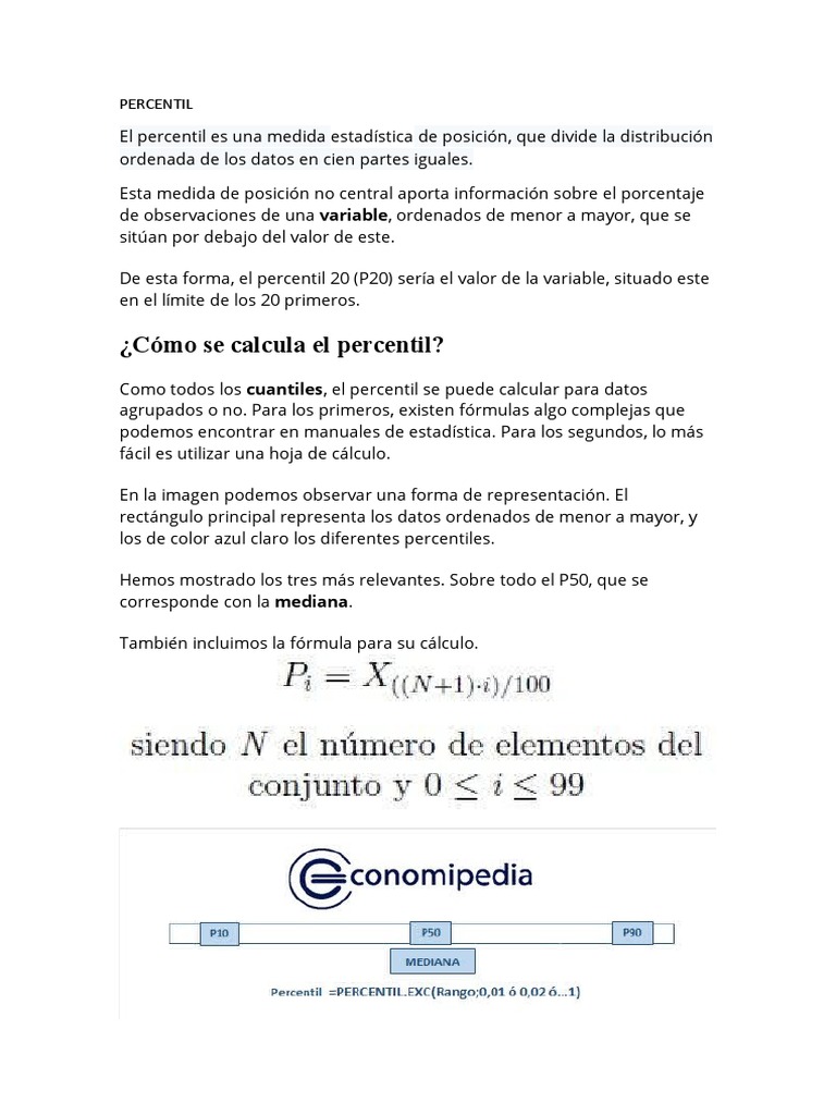 ¿Qué es el percentil y cómo calcularlo? | PDF | Métodos y materiales de ...