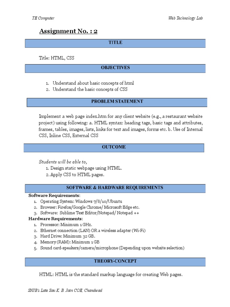 2 HTML and Css Assignment PDF | PDF