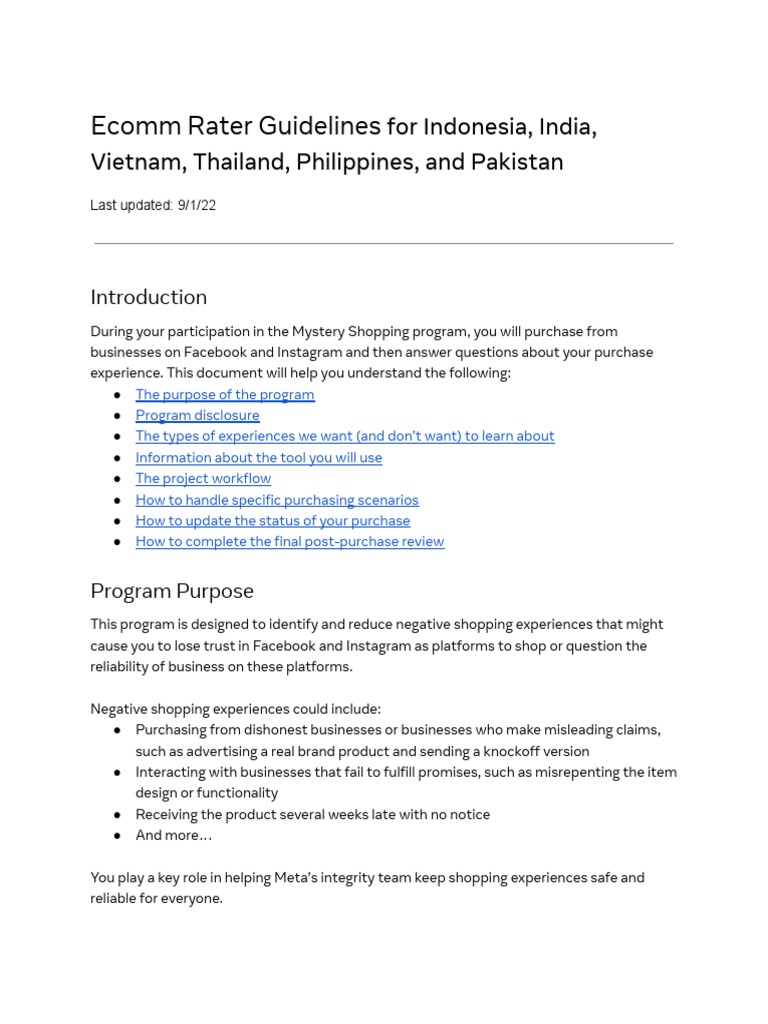 (ACE) APAC E-Comm Rater Guidelines Indonesia, India, Vietnam, Thailand ...