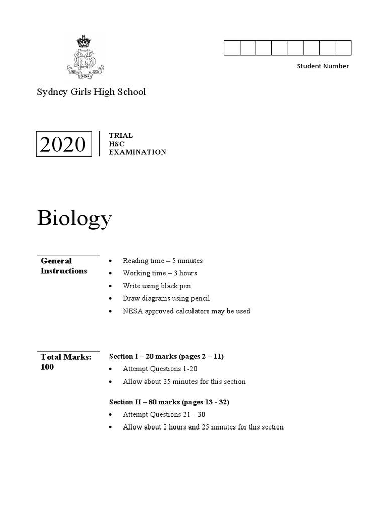 2020 HSC Biology Task | PDF | Wellness