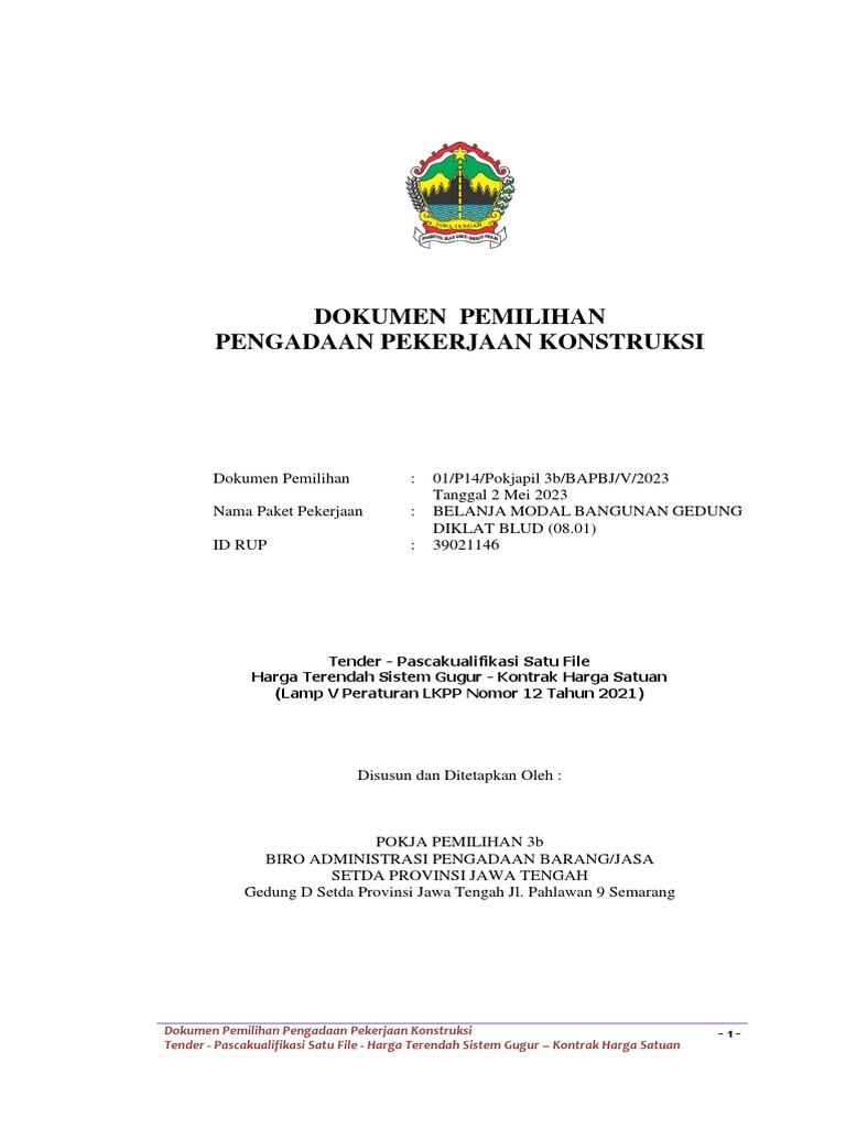 Dokpil BELANJA MODAL BANGUNAN GEDUNG DIKLAT BLUD (08.01) PDF | PDF