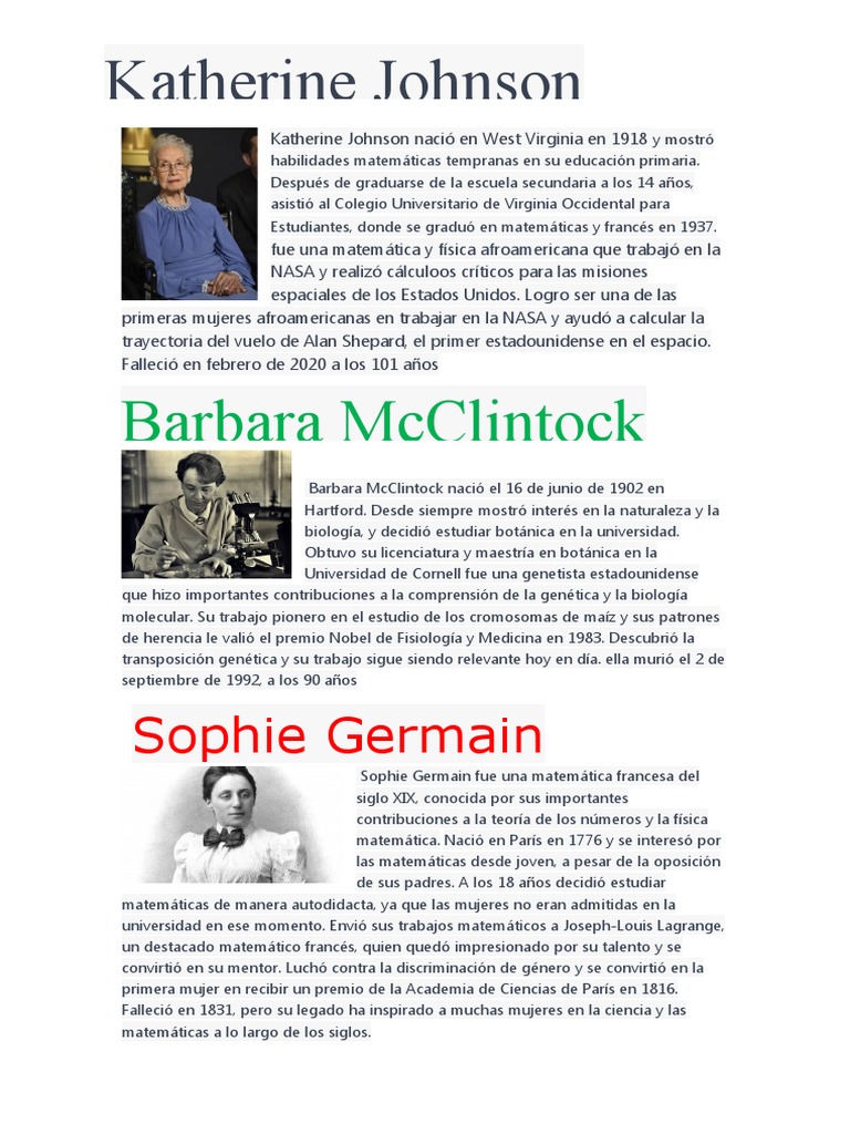 Mujeres en La Ciencia | PDF | Katherine Johnson | Science