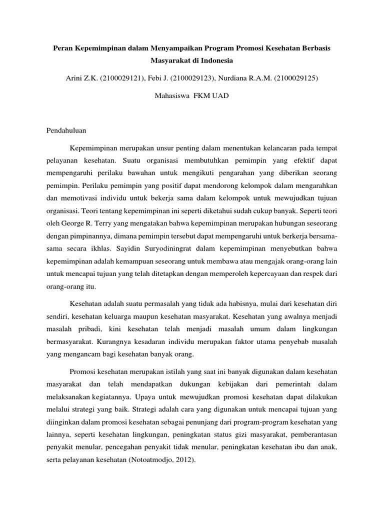 Essay Kepemimpinan - Kelompok 4 - IKM C PDF | PDF