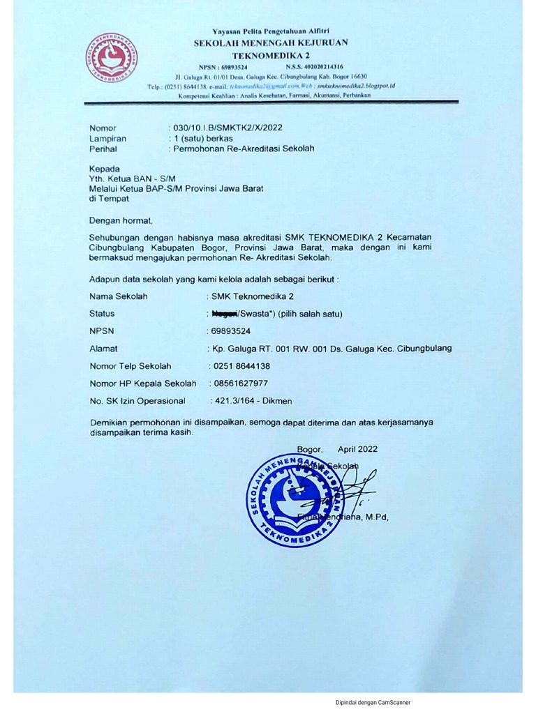 Surat Permohonan Akre | PDF