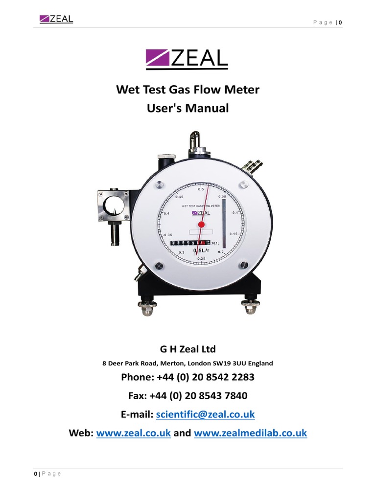 Users Manual Zeal Wet Test Gas Flow Meter - 2 | PDF | Flow Measurement ...