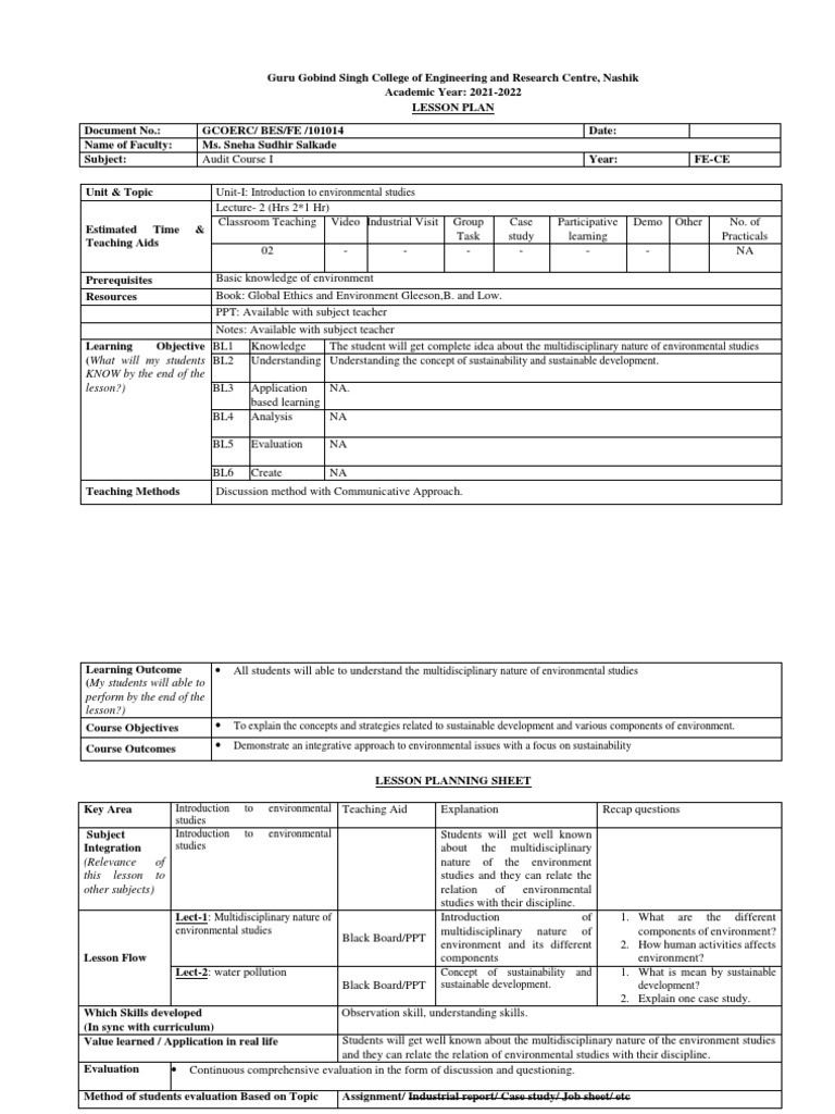 Lesson Plan OF ACI TE 1ST UNIT | PDF | Teachers | Interdisciplinarity