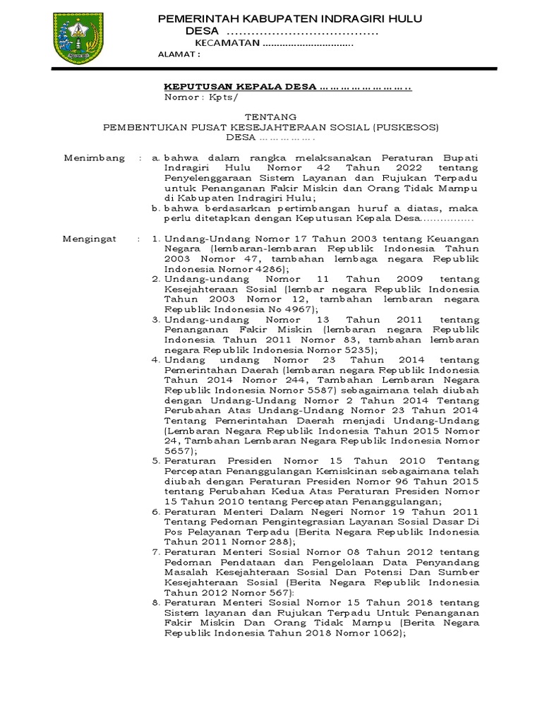Contoh SK Puskesos Desa | PDF