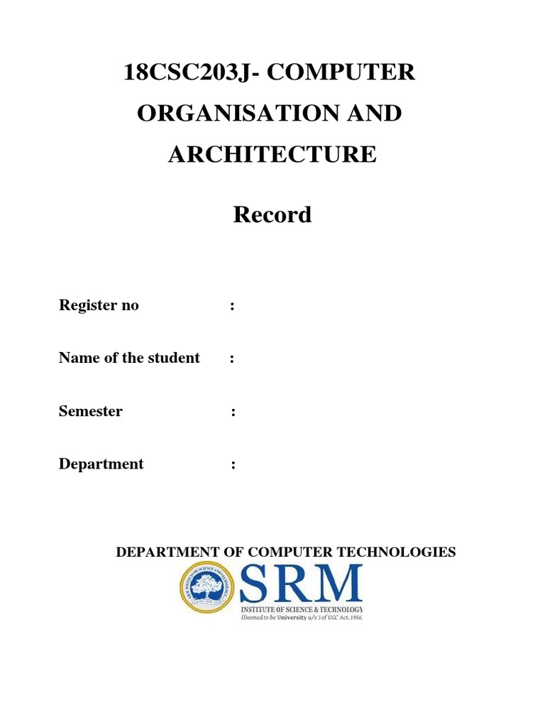 COA Record for Computer Architecture | PDF | Computers