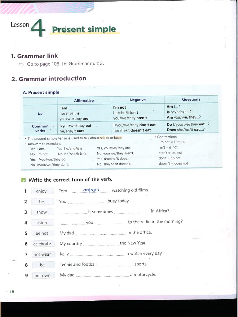 Present Simple and Present Continuous A2 | PDF