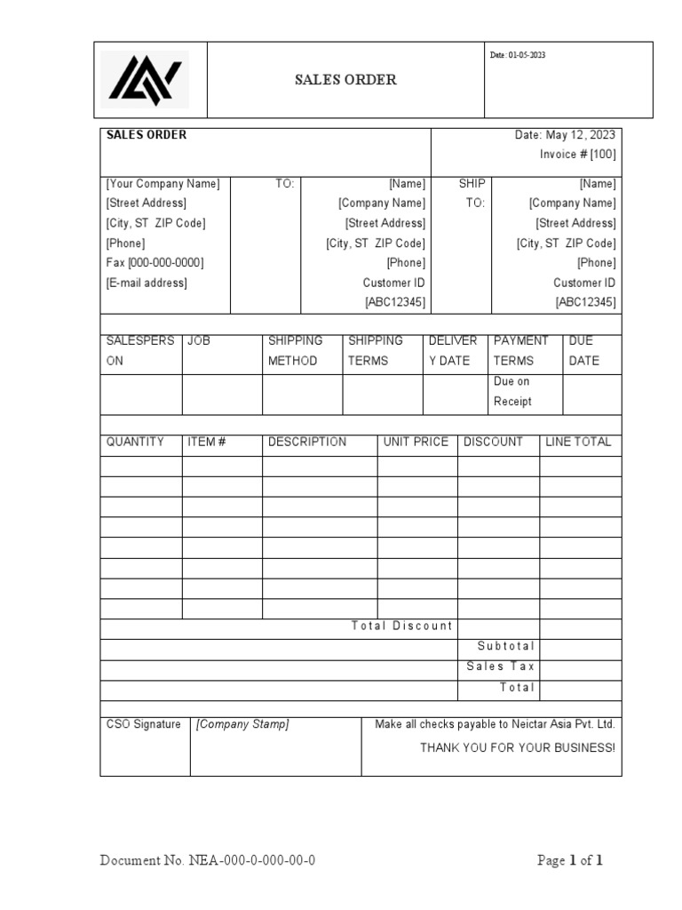 12 Sales Order | PDF