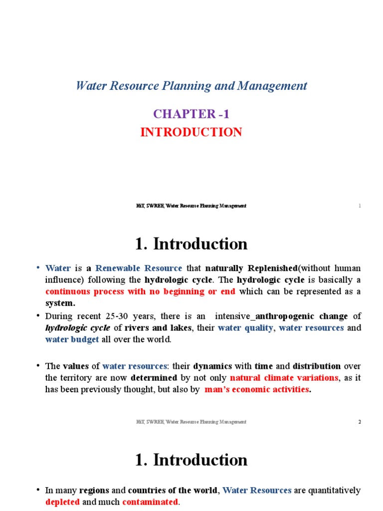 Water Resource Planning and Management: Chapter - 1 | PDF | Home & Garden
