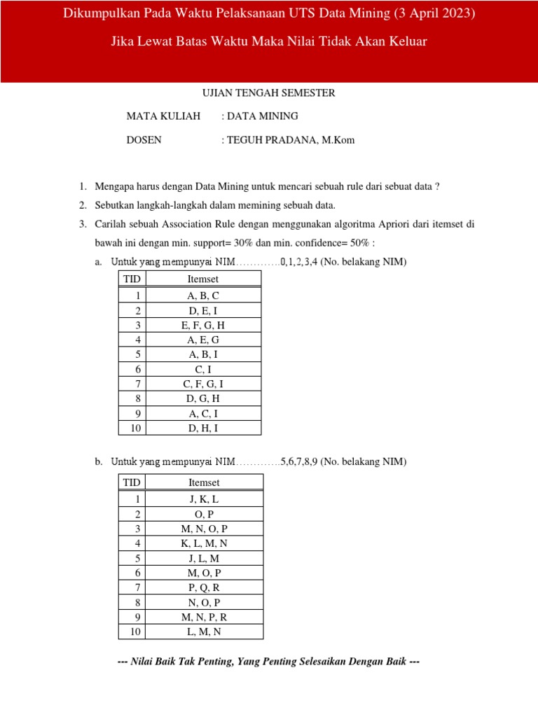 Teguh Pradana - UTS - Soal Data Mining | PDF