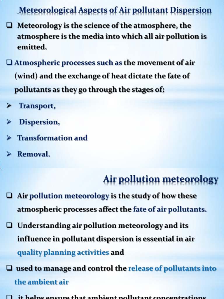 Meteorological Aspects of Air Pollutant Dispersion | PDF | Atmosphere Of Earth | Atmospheric ...