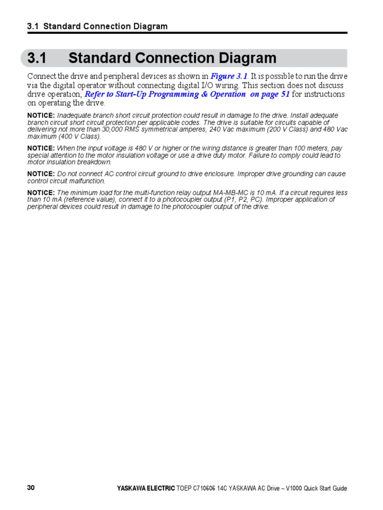 3.1 Standard Connection Diagram: Refer To Start-Up Programming ...