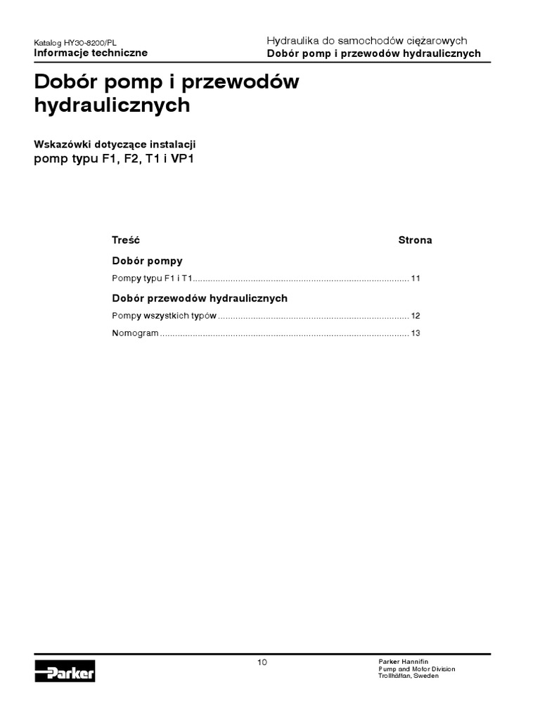 Dobor Pomp I Przewodow Hydraulicznych | PDF