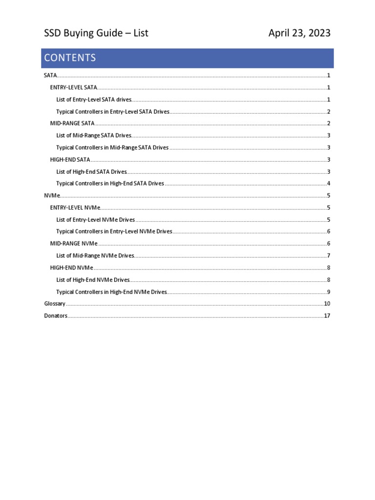 SSD Buying Guide List | PDF | Flash Memory | Solid State Drive