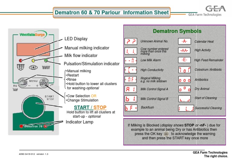 Dematron-60--70-Parlour-Sheet-1.03 | PDF | Mammals | Livestock