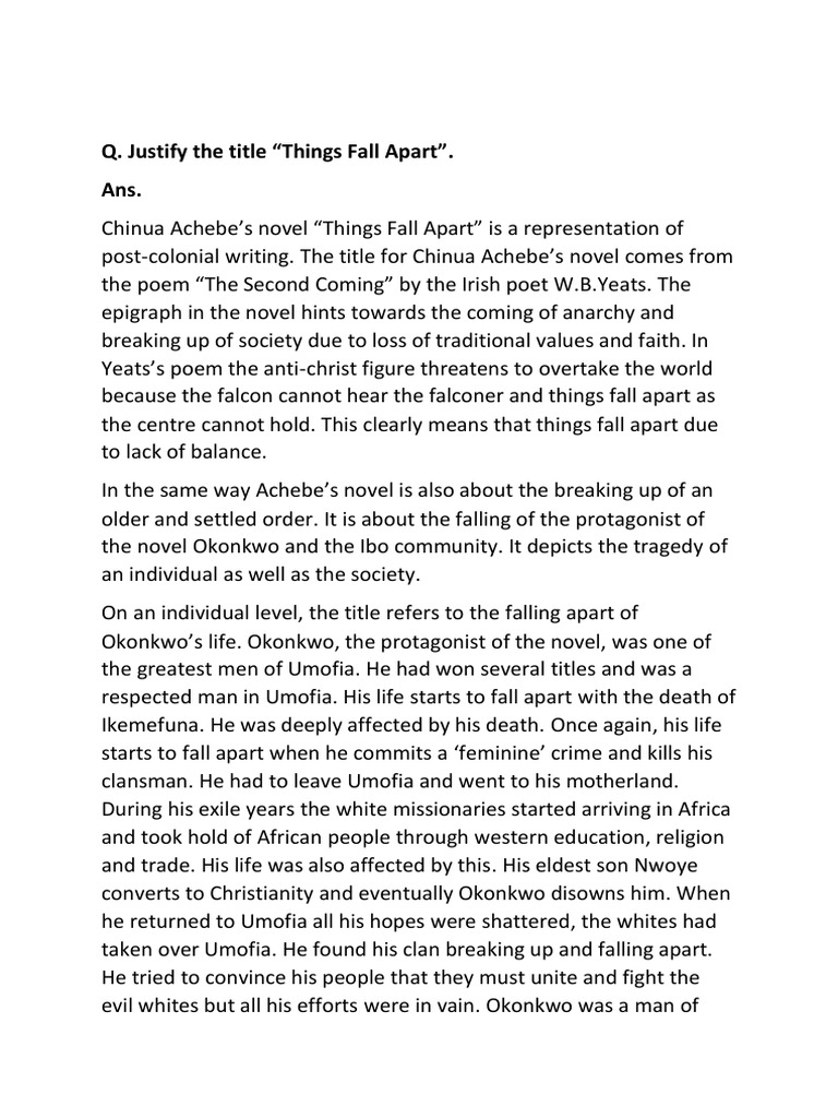Achebe's Things Fall Apart PDF | PDF | Igbo People