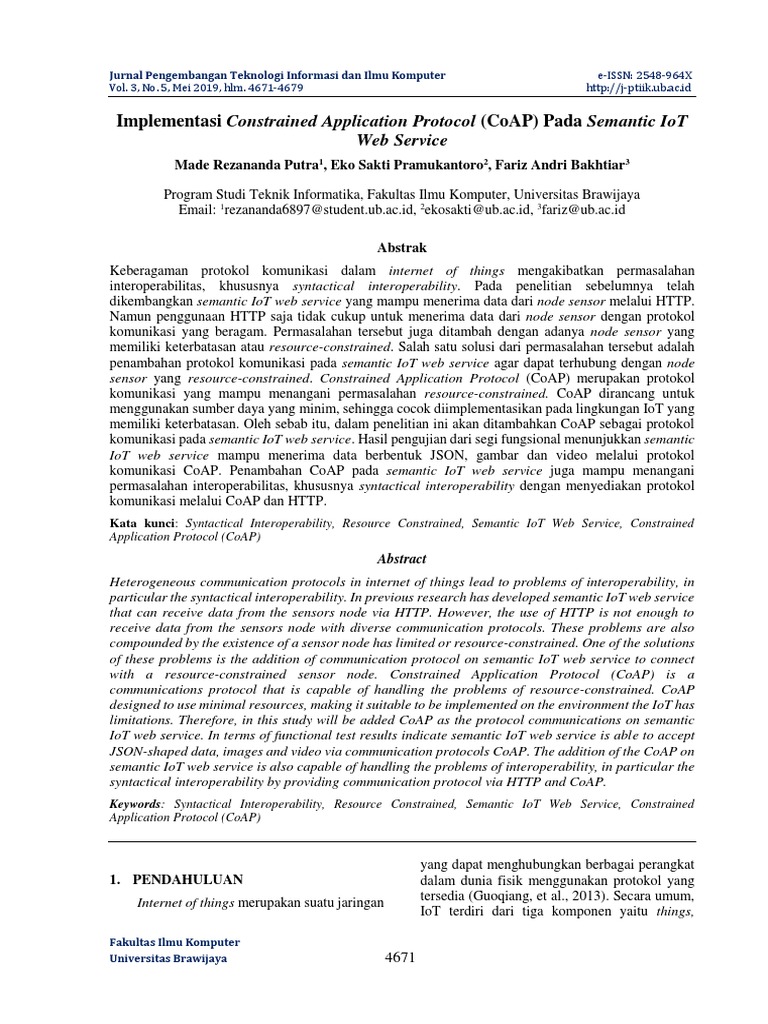 Implementasi Constrained Application Protocol (Coap) Pada Semantic Iot ...