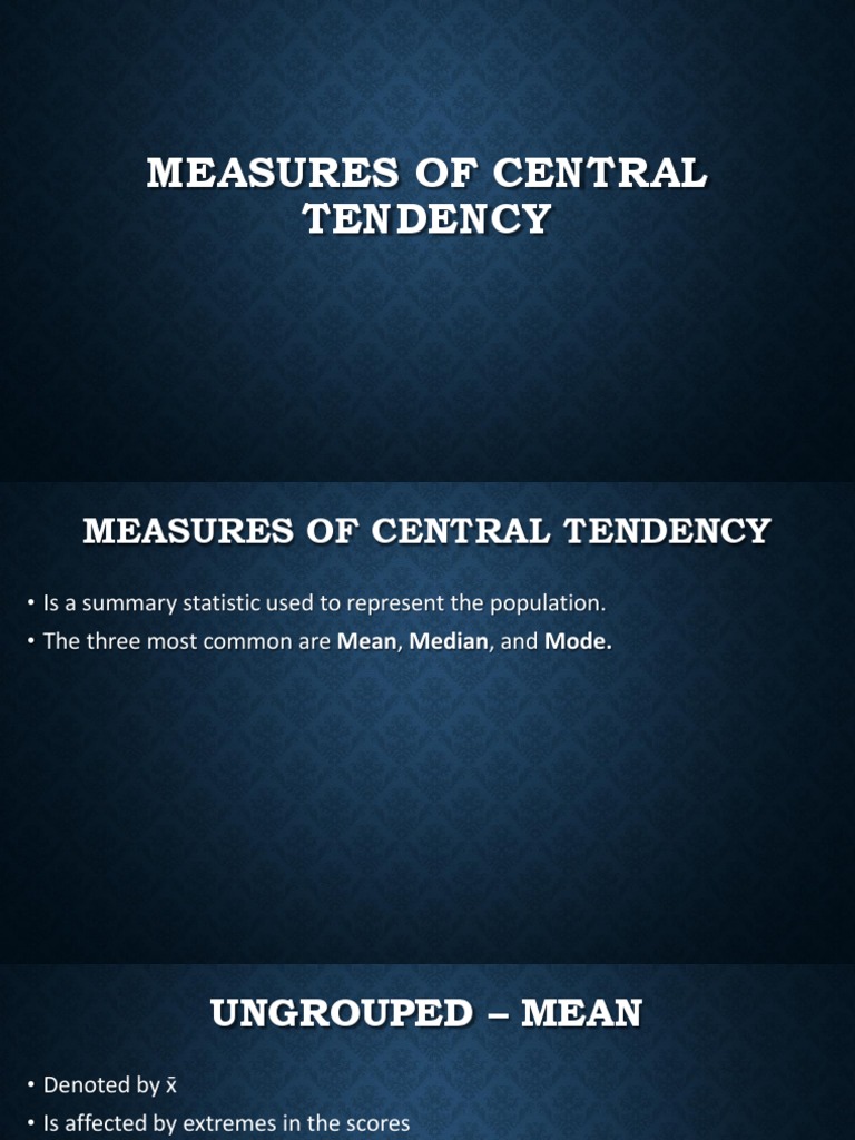Central Tendency and Variation Explained | PDF | Mean | Variance