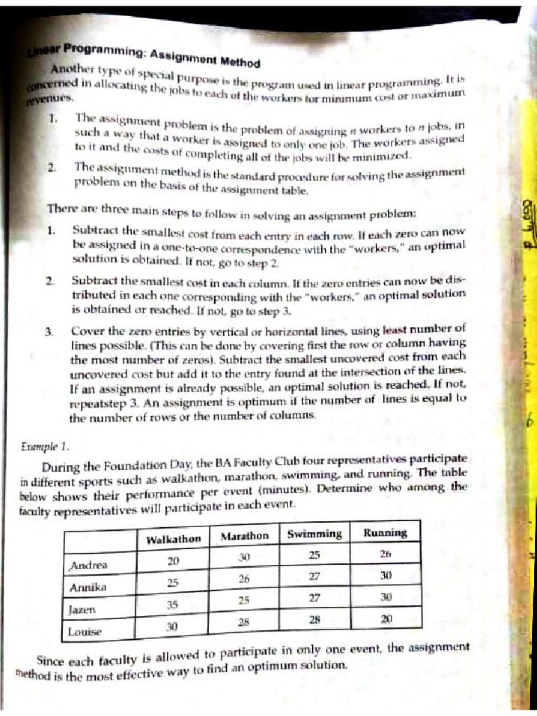 Assignment Method | PDF