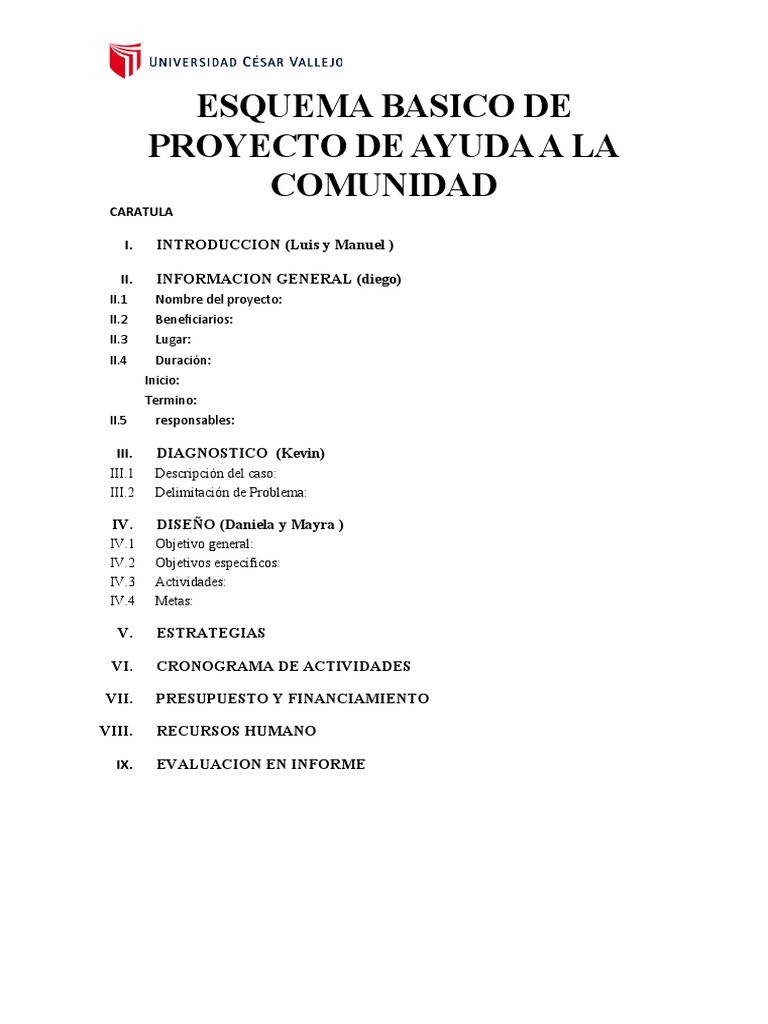 Esquema Basico de Proyecto de Ayuda A La Comunidad | PDF | Ciencias sociales