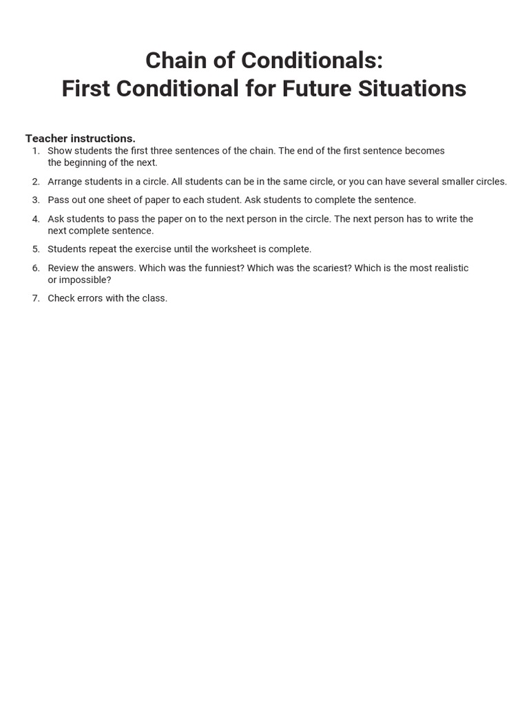 Chains of 1st Conditional | PDF