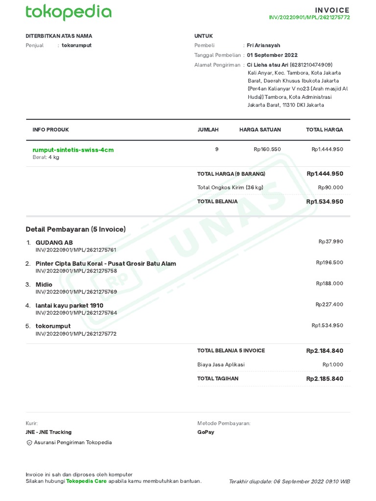 CONTOH Invoice | PDF