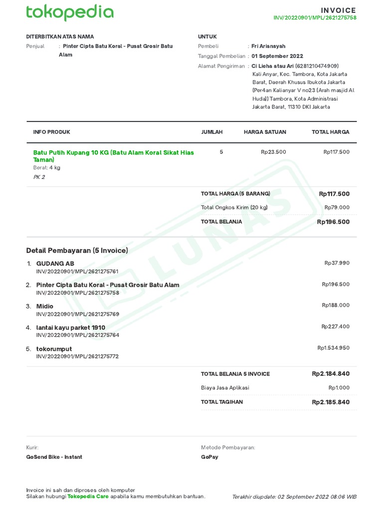 CONTOH Invoice | PDF