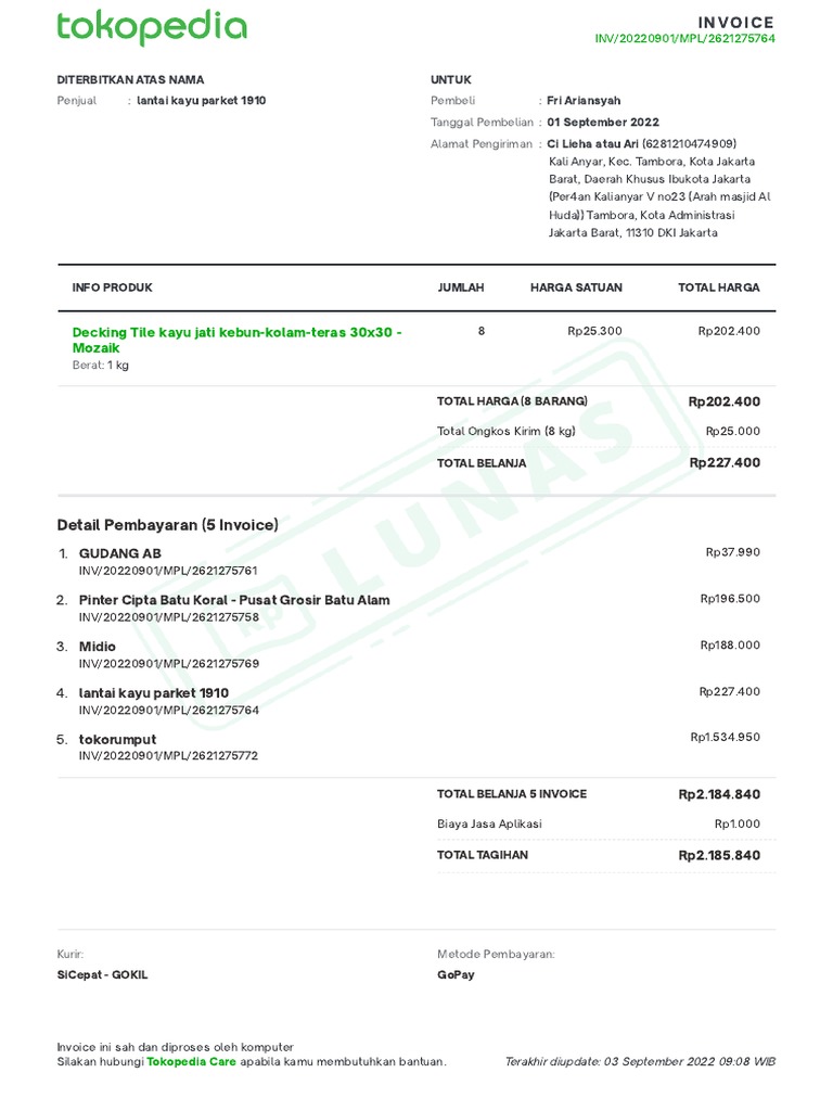 CONTOH Invoice | PDF