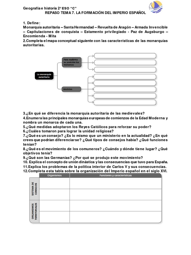 Repaso 2eso Tema 7 La Formacion Del Imperio Español Pdf Pdf