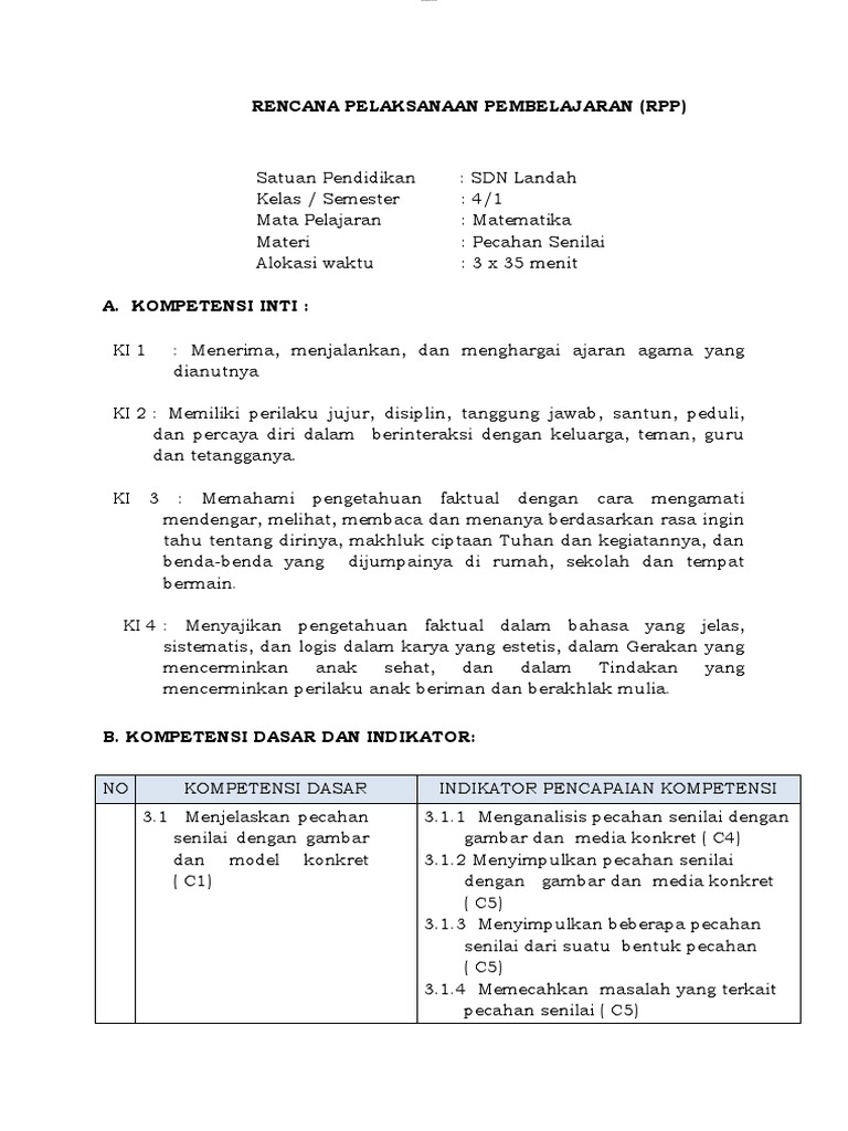 RPP Pecahan Senilai Fix | PDF
