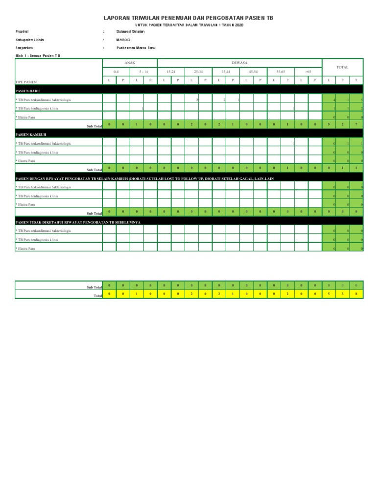Form Lap. TBC Triwulan 1 - 2020 | PDF
