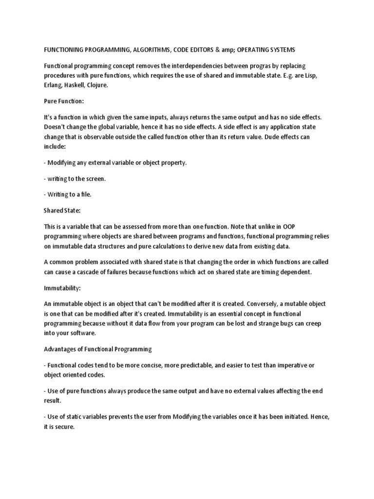 Functional Programming Essentials | PDF | Functional Programming | Object Oriented Programming