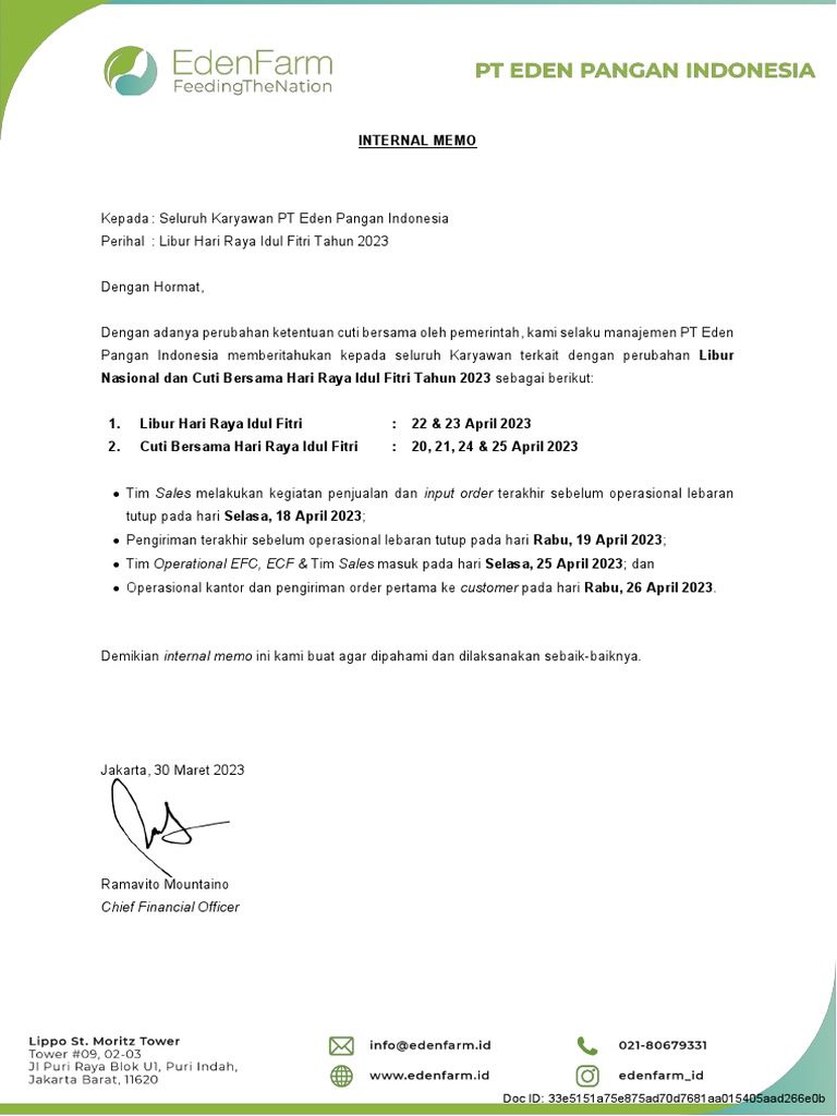 Libur Idul Fitri 2023 untuk Karyawan | PDF | Pengelolaan Keuangan & Uang