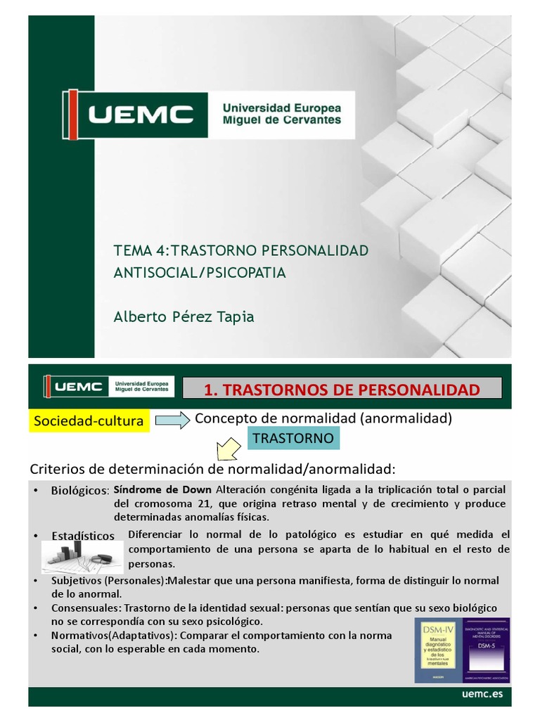 Psicopatía y Trastorno Antisocial | PDF | Psicopatía | Desorden de ...
