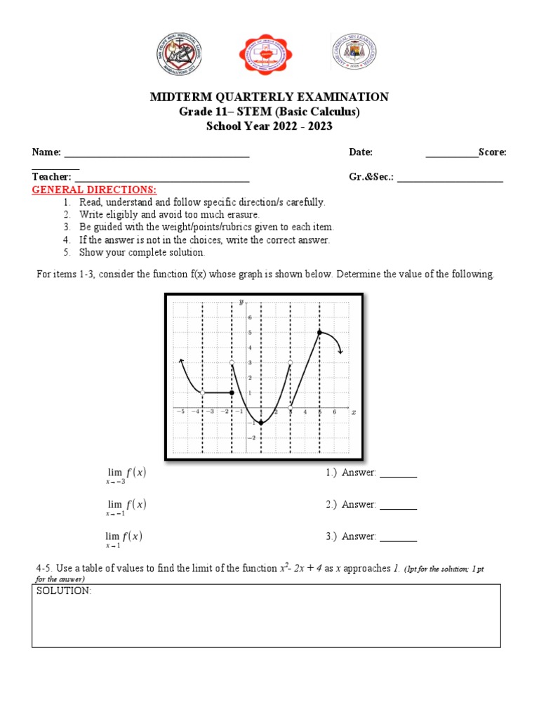Basic Calculus Midterm | PDF | Trigonometric Functions | Function (Mathematics)