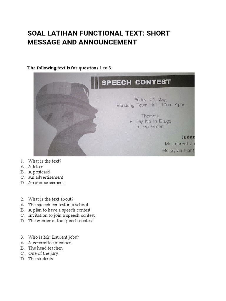 SOAL LATIHAN Short FUNCTIONAL TEXT Tanpa Jawaban | PDF