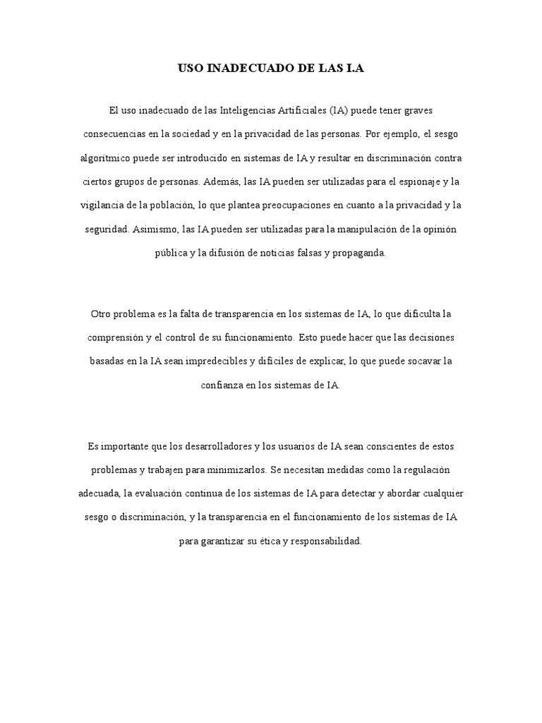 Riesgos del Uso Inadecuado de IA | PDF | Informática | Tecnología