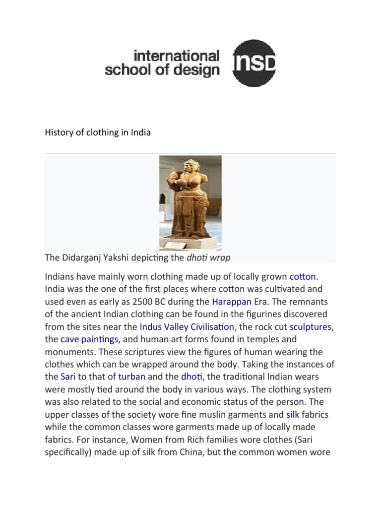 History of Clothing in India | PDF | Clothing | Skirt