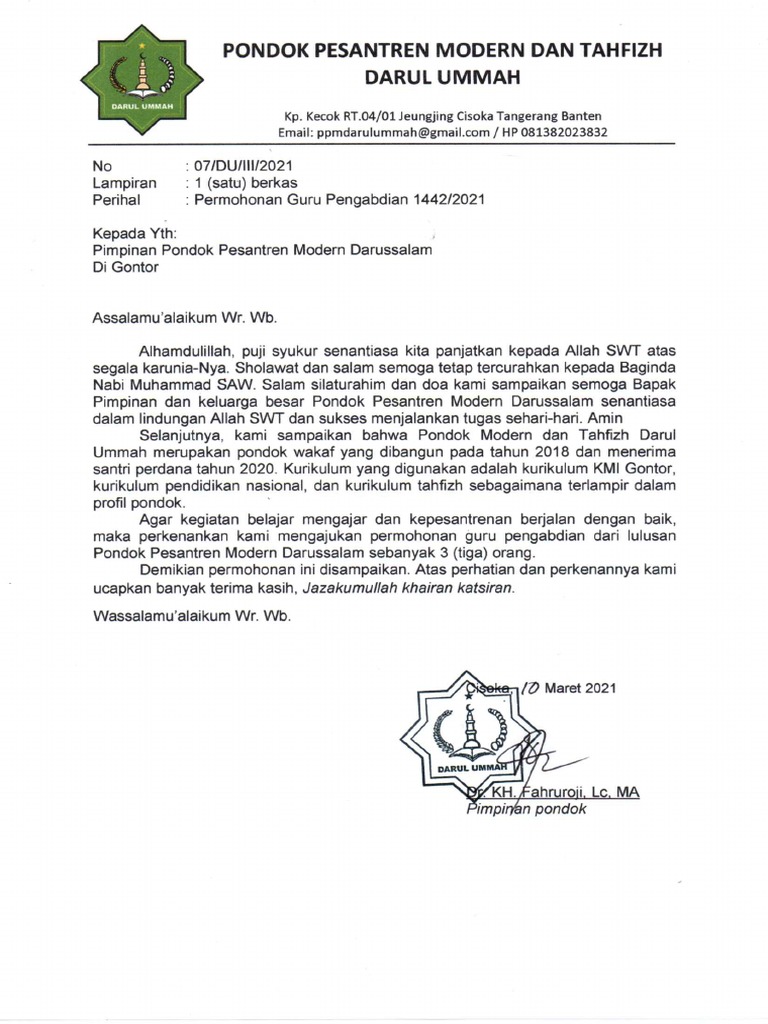 Surat Pengajuan Guru Ngabdi | PDF