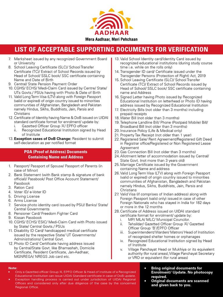 Acceptable Documents for Passport Verification | PDF | Identity ...