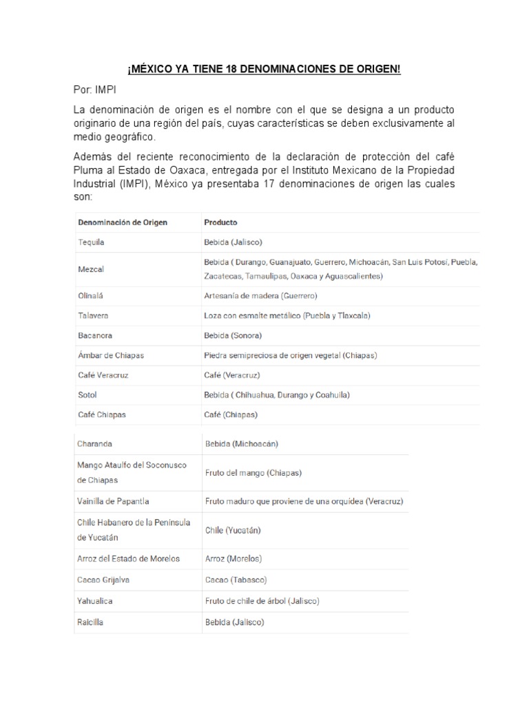 Denominaciones de Origen en Mexico | PDF