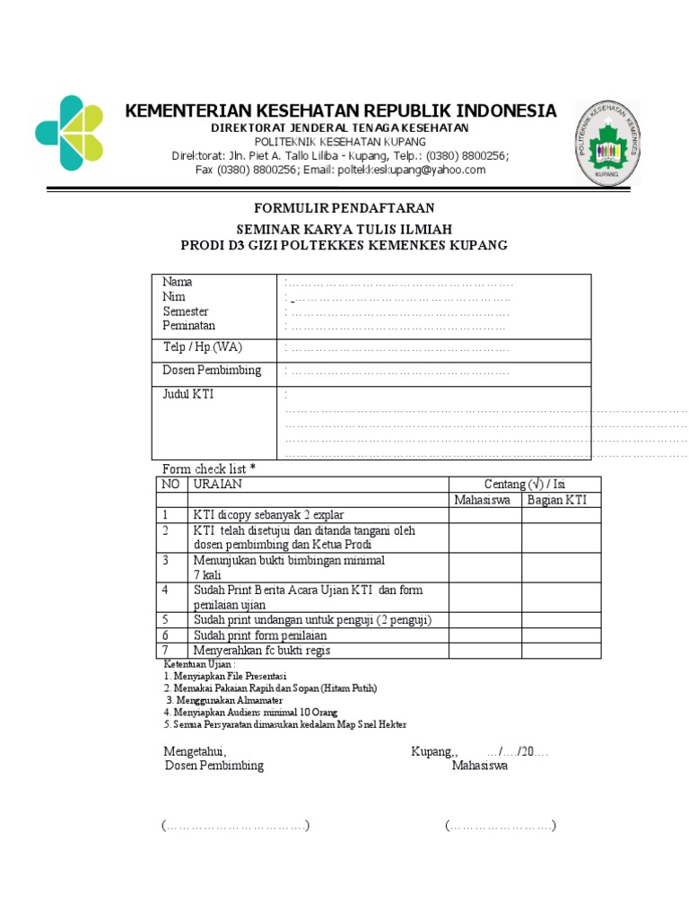 Brkas Syarat Ujian KTI | PDF