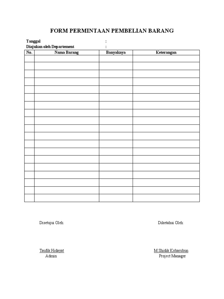 Form Permintaan Barang | PDF