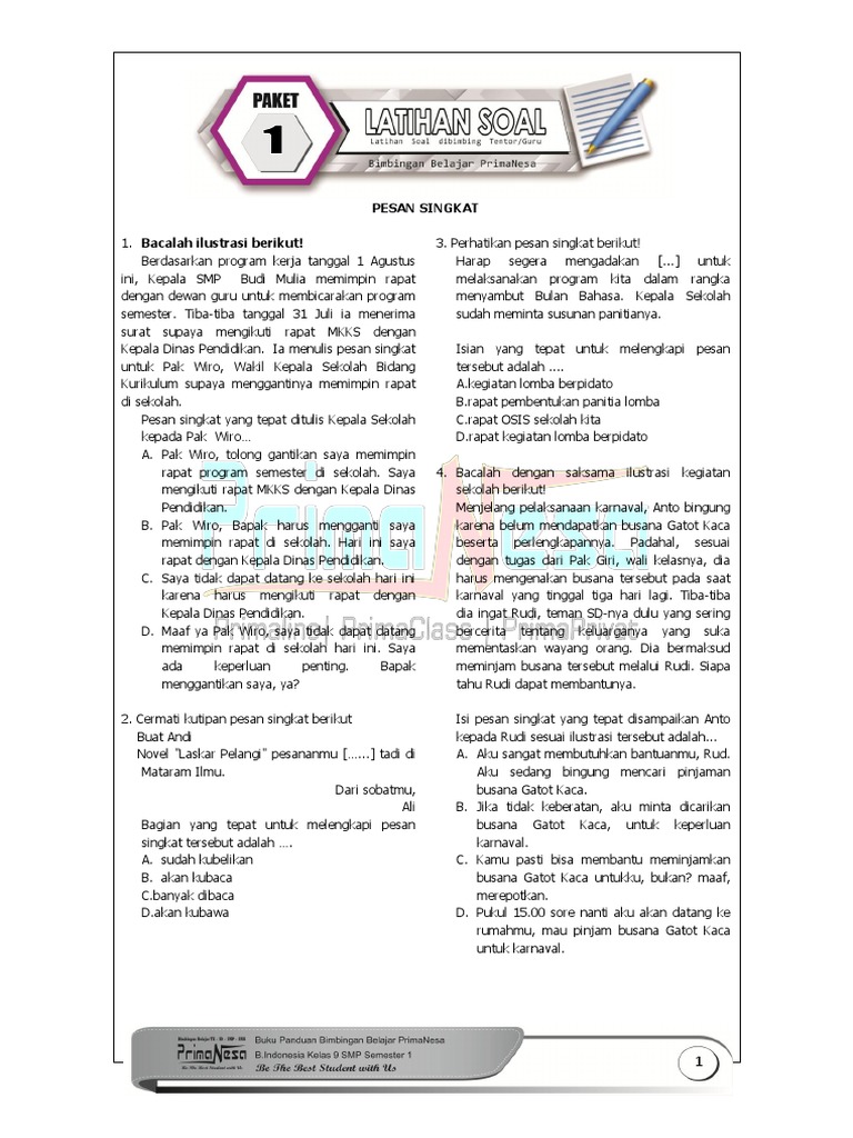 Contoh Pesan Singkat di Sekolah | PDF