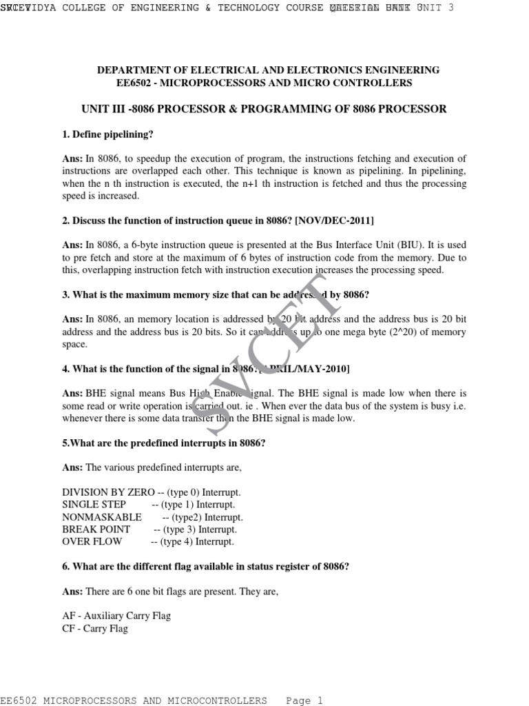8086 Questions | PDF | Central Processing Unit | Programming