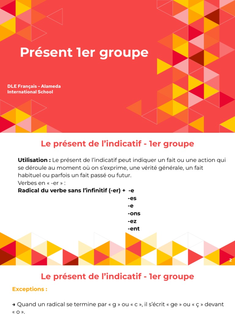 Conjugaison des verbes du 1er groupe | PDF | Syntaxe | Langues