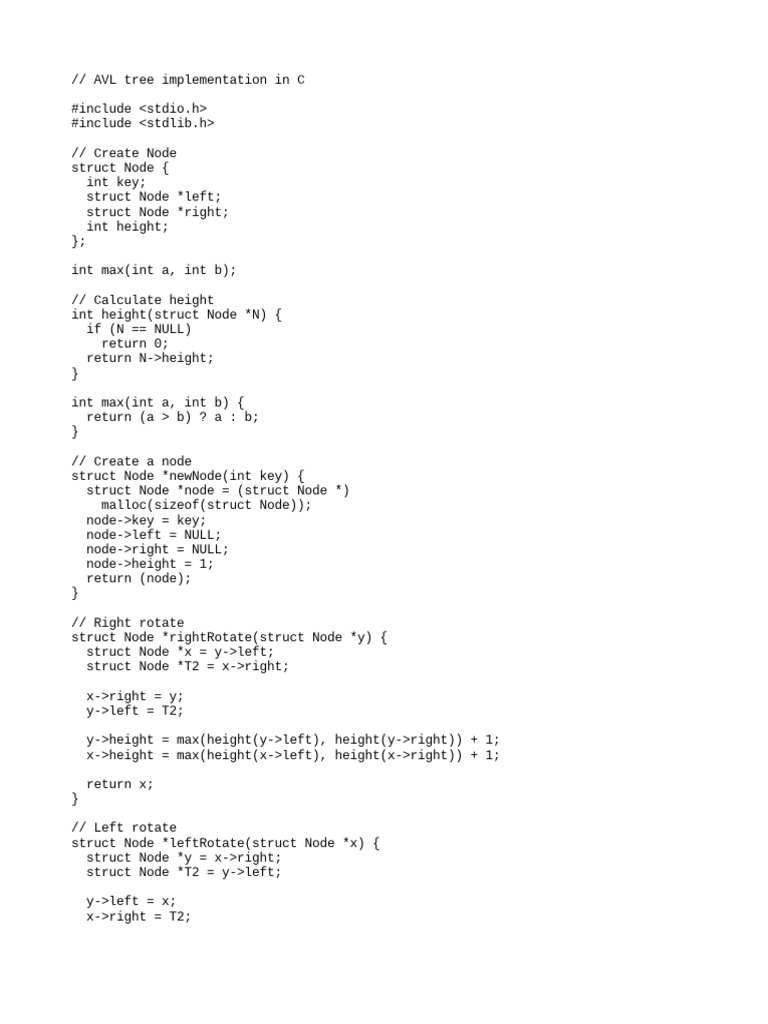 AVL Tree Implementation in C | PDF | Algorithms And Data Structures | Software Development